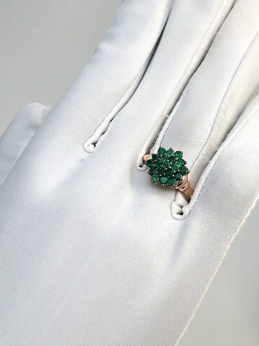 Кольцо, красное золото, 375 проба, изумруд