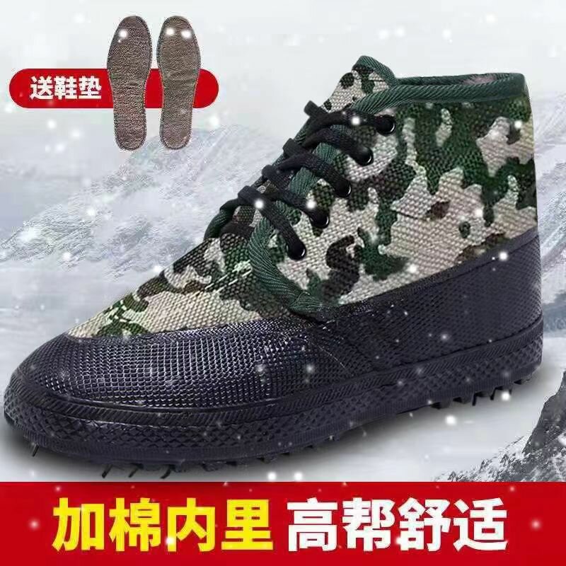 Мужские высокие хлопковые ботинки на флисовой подкладке, утепленные теплые резиновые сапоги, рабочая обувь, износостойкие зимние ботинки.