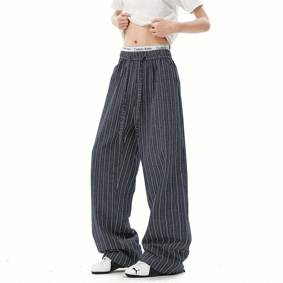 MON Унисекс Брюки Американские Винтаж Флис Плиссированные Зима Толстые Деним, Размер_M