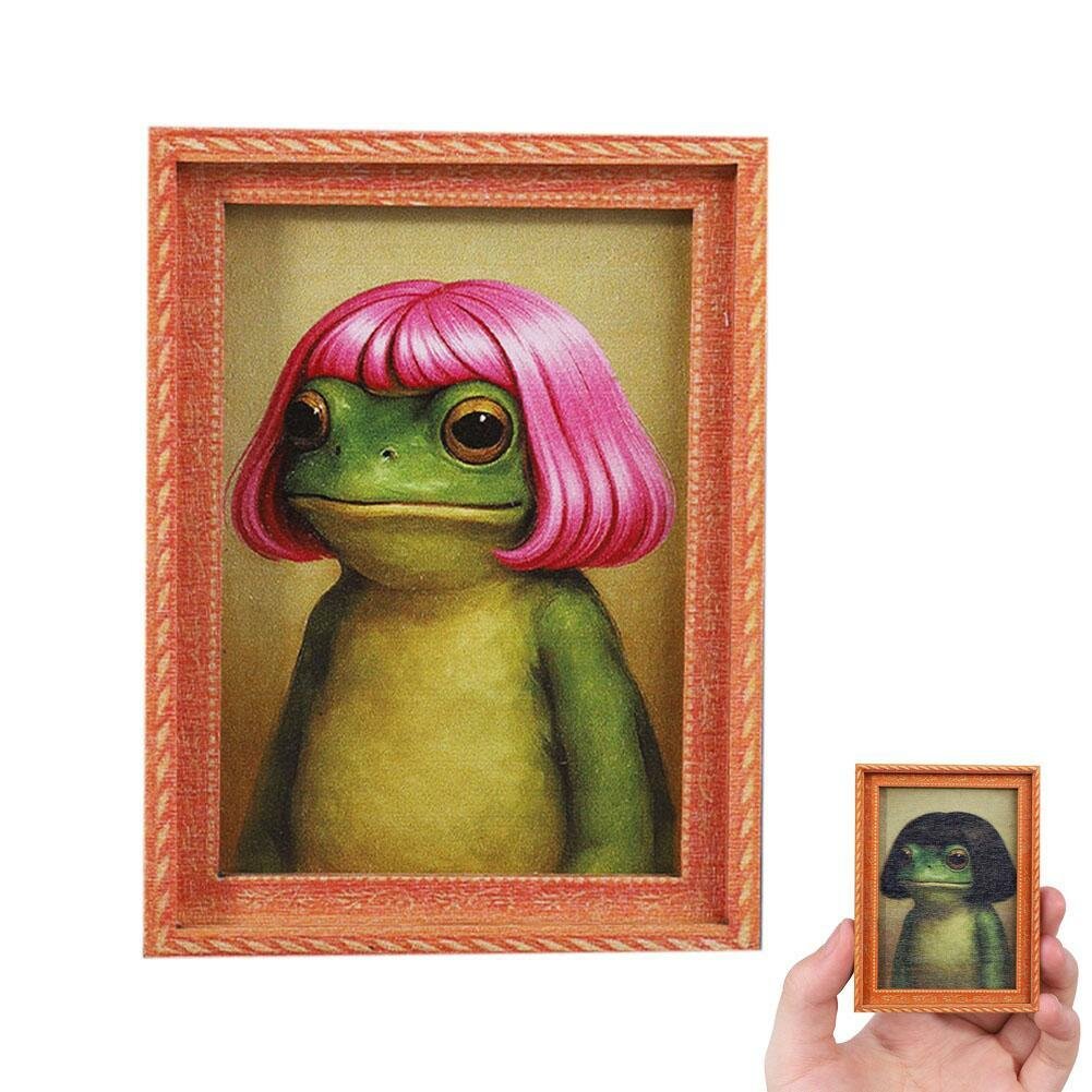 Забавная магнитная рамка для фото в виде лягушки, деревянный держатель с принтом для холодильника, веселый декор для кухни