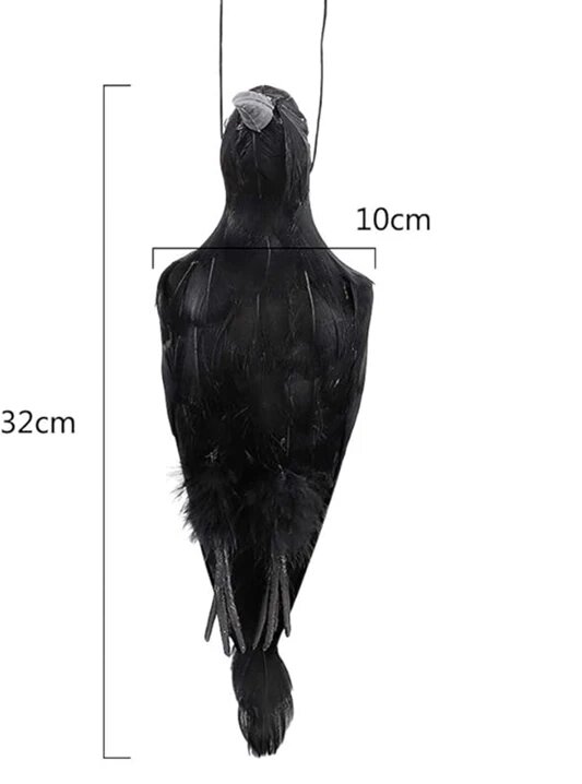 Искусственная ворона из пластика Черный, hang
