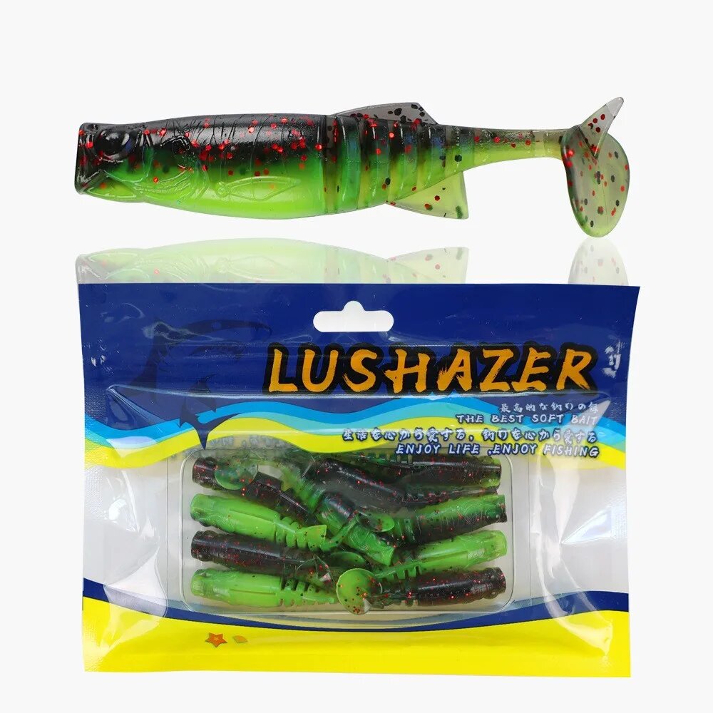 LUSHAZER 10/18 шт. мягкая приманка Action Shad рыболовная приманка 55/65 мм для щуки, окуня, пресноводная морская вода, искусственная силиконовая приманка