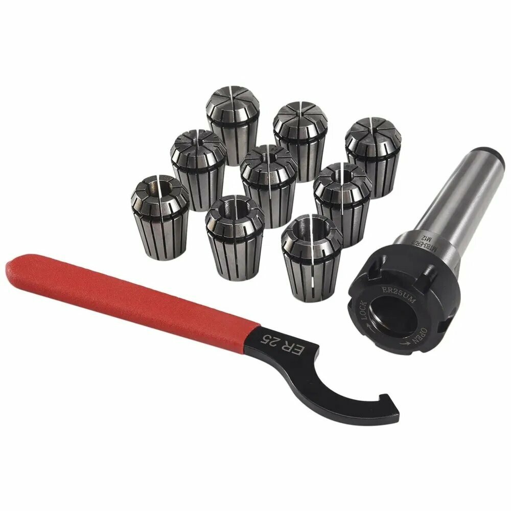 Шт. пружинных цанг Er25 + 1 шт. патрон Mt3 M12 с конусом Морзе