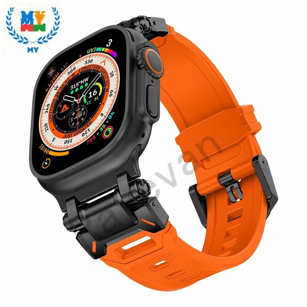 Силиконовый ремешок подходит для Apple Watch Ultra 3 49 мм, спортивный сменный браслет с металлическим разъемом, оранжевый