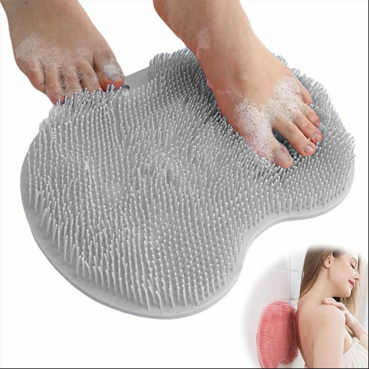 Коврик для мытья ног с нескользящими присосками, мочалка для чистки спины, отшелушивающая накладка для ванны, нескользящий коврик для ванны и душа с