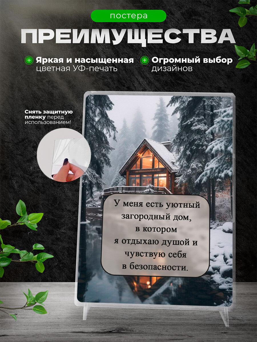 Акриловый постер, открытка на подставке с цветным принтом Карта желаний дом