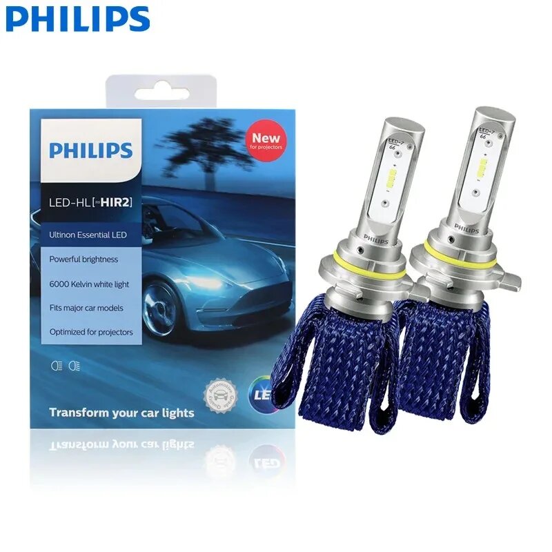Philips Ultinon Essential LED Light H4 H7 HB3 HB4 H8 H11 H16 6000K Белая лампа HIR2(9012)