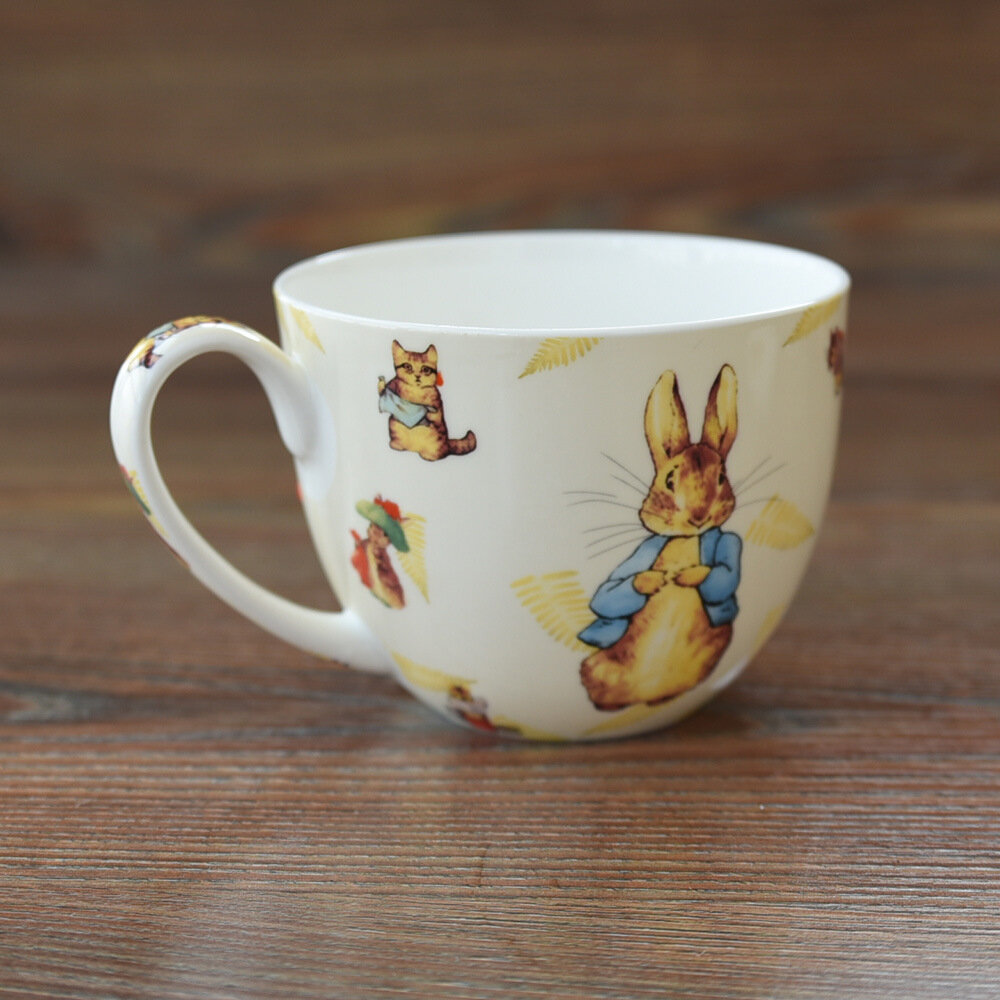 Костяная фарфоровая посуда, чашка для завтрака, чашка для молока, кружка, чашка для лапши с крышкой, ложка, чашка для воды, милый набор посуды для дома