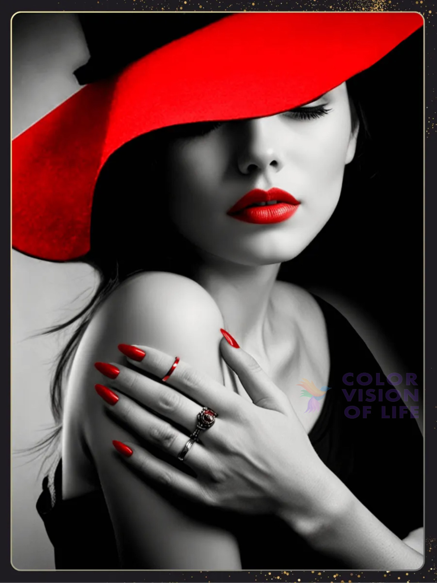 Алмазная мозаика на подрамнике «Загадочная девушка в шляпе»