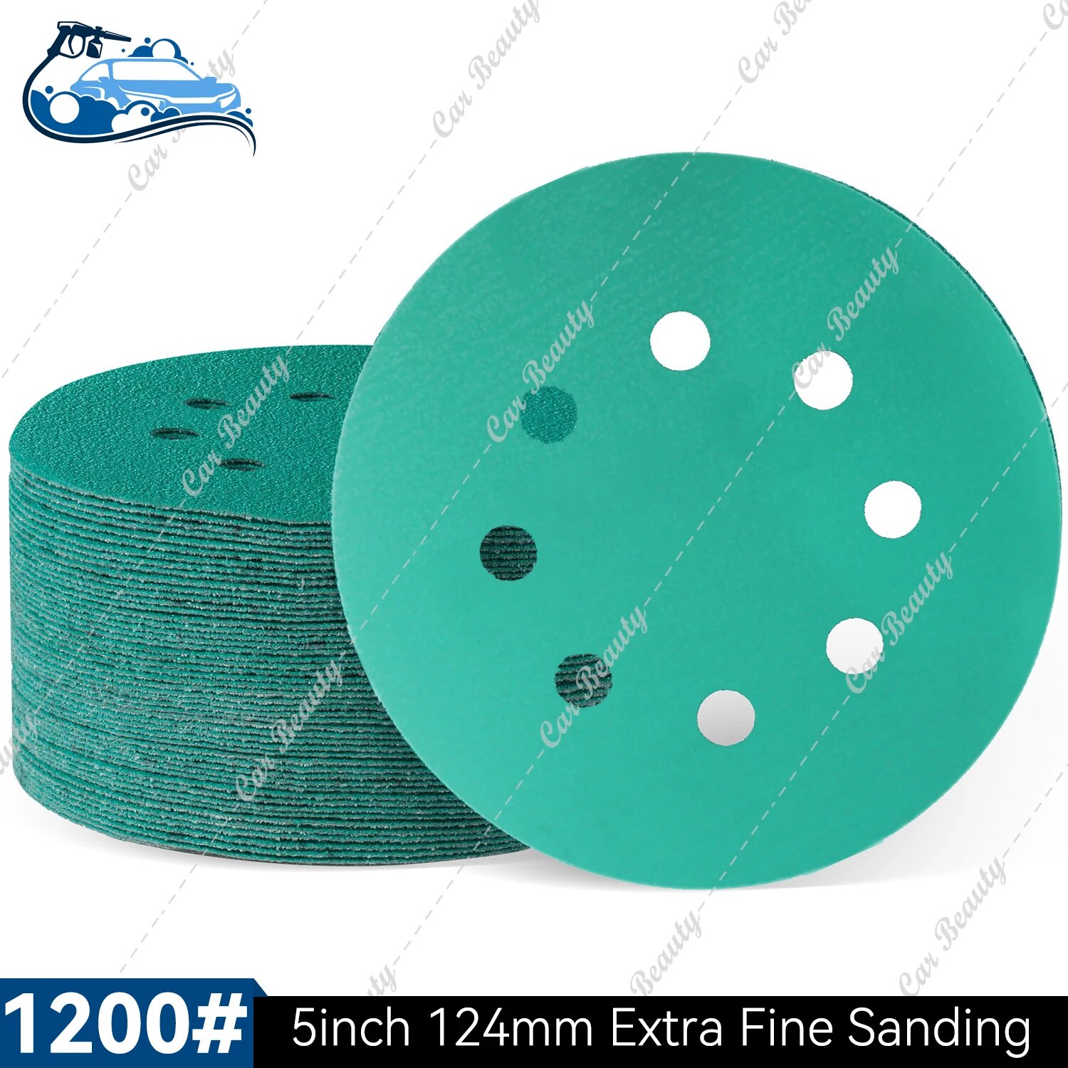 5-дюймовая наждачная бумага, 8 отверстий, круглая, влажная шлифовальная бумага для 10PCS, Grit 1200