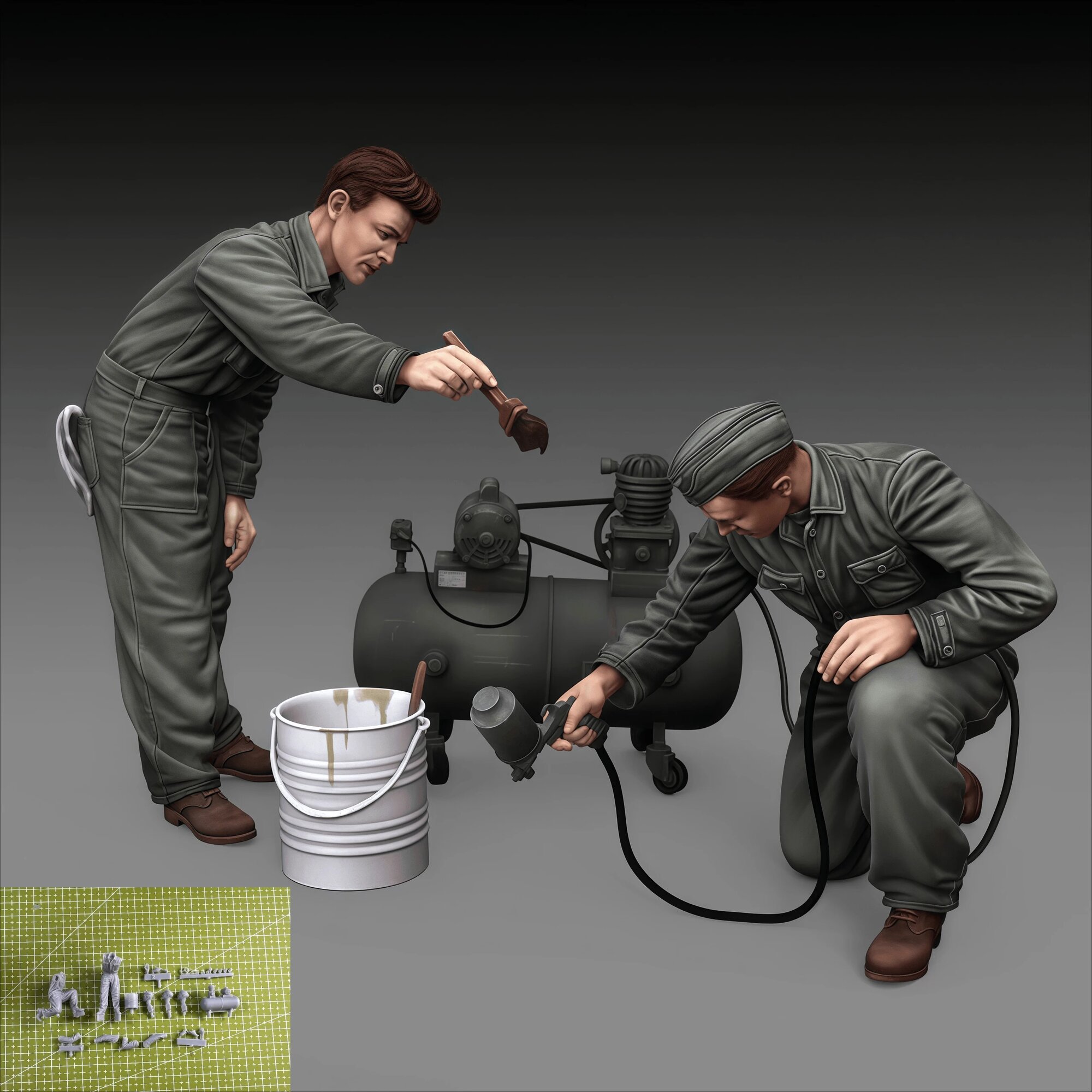 Модель из смолы 1/35, сборка и обслуживание, модель 2 человека GK, требующая сборки без покраски