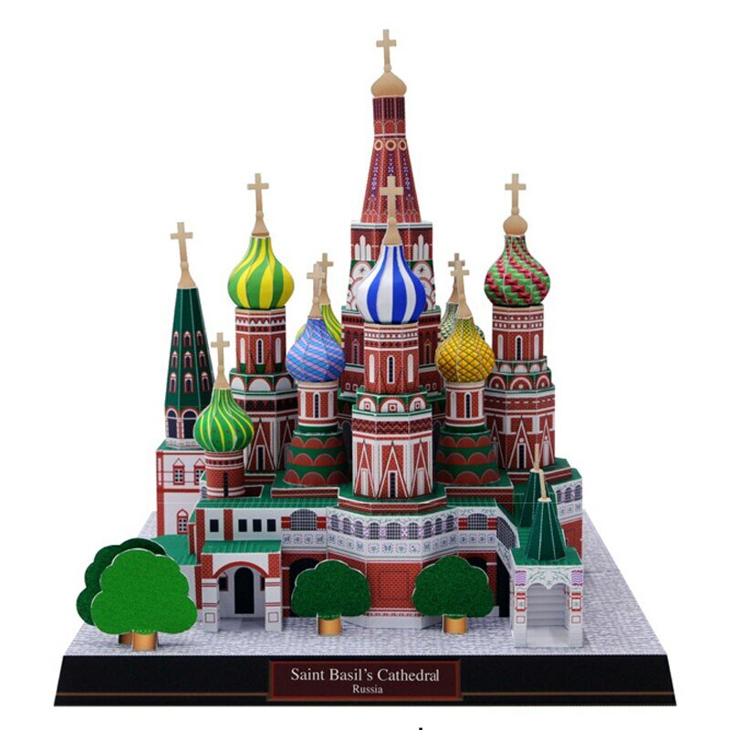 Собор Святого Василия Русские ремесла Бумажная модель 3D архитектура здание DIY образовательные игрушки ручной работы для взрослых головоломки игра архитектура здание DIY образовательная бумага модель ((красочный)
