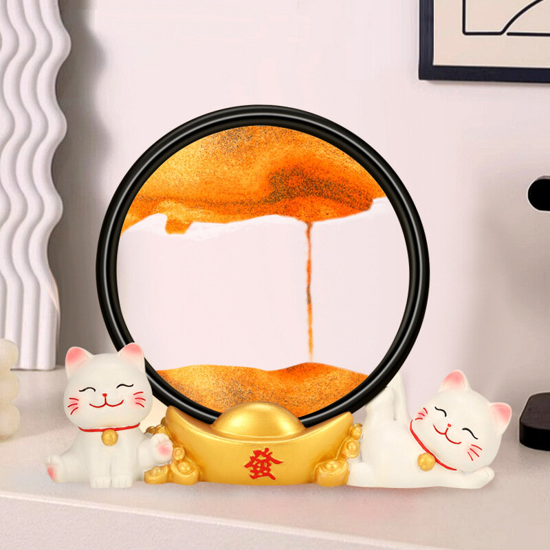 Декор для дома, песочные часы с изображением счастливого кота, украшение для гостиной, входа, офиса, настольный орнамент, подарок на новоселье