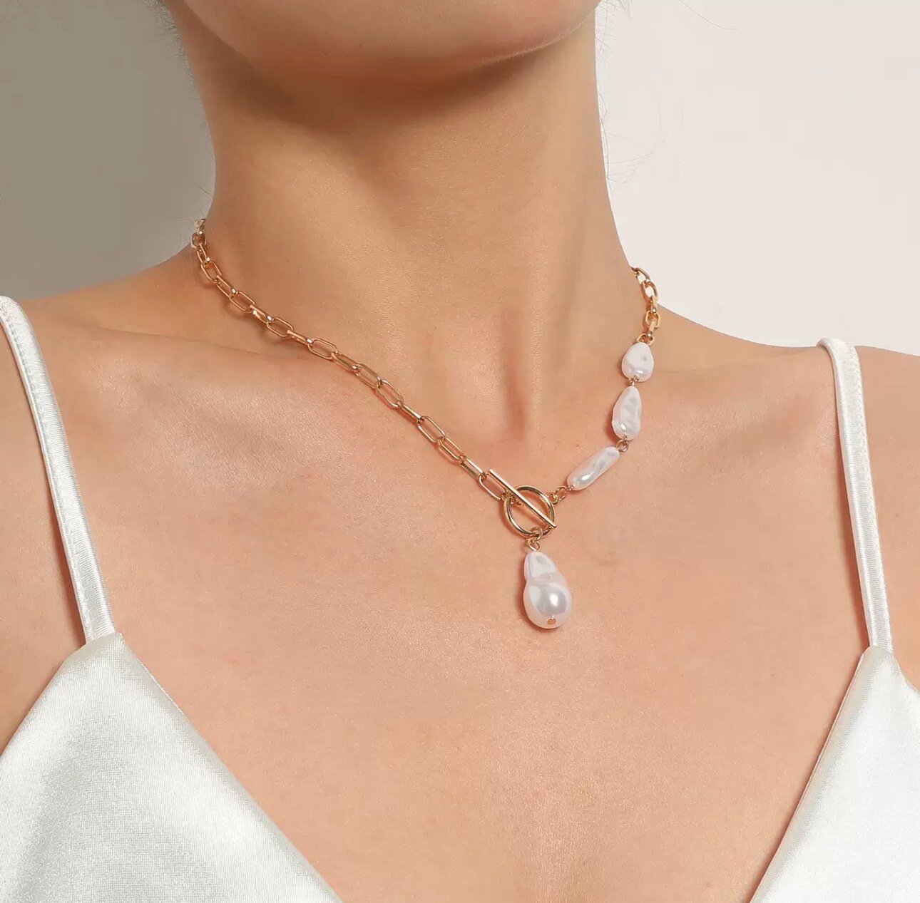 Чокер, жемчуг имитация, жемчуг культивированный