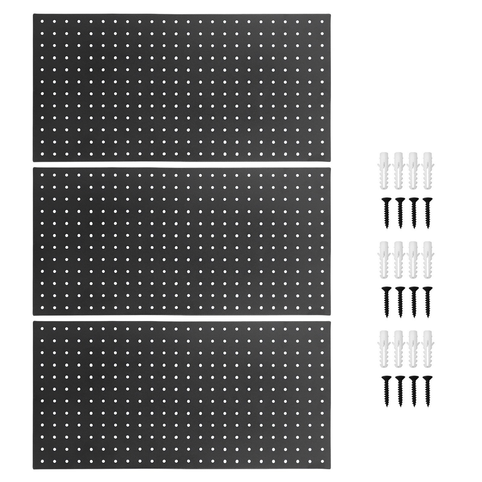 Металлические перфорированные стеновые панели, модульная перфорированная доска для организации инструментов, система хранения размером 24x12 дюймов, черная.