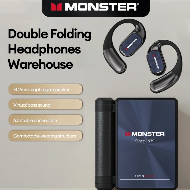 MONSTER AC530 Беспроводные спортивные наушники костной проводимости Black