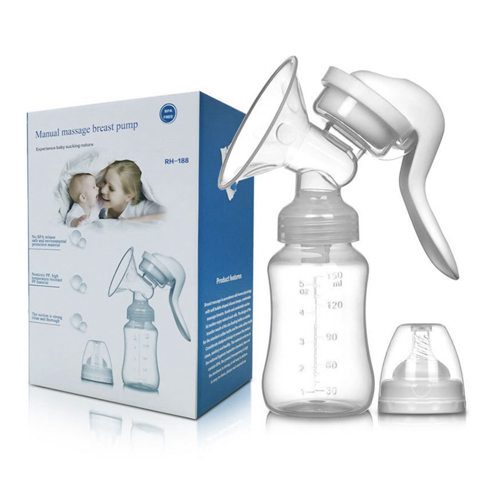 Ручной молокоотсос, портативный, из пищевого силикона, прозрачный, для женщин.