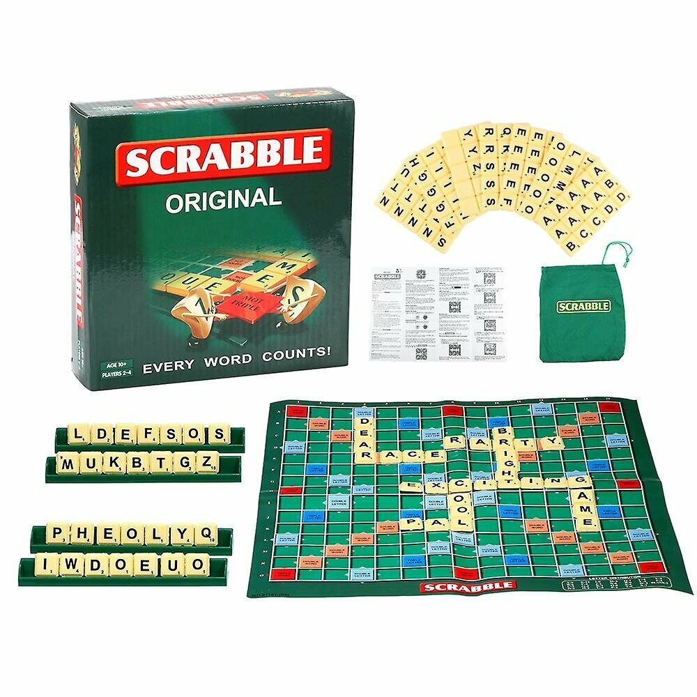 Портативные настольные игры Скрабл Семья Дети Образование взрослых Игрушки Игры-головоломки Игрушки Настольная Орфография Орфография Таблица-головоломка Слово обучение (зеленый)