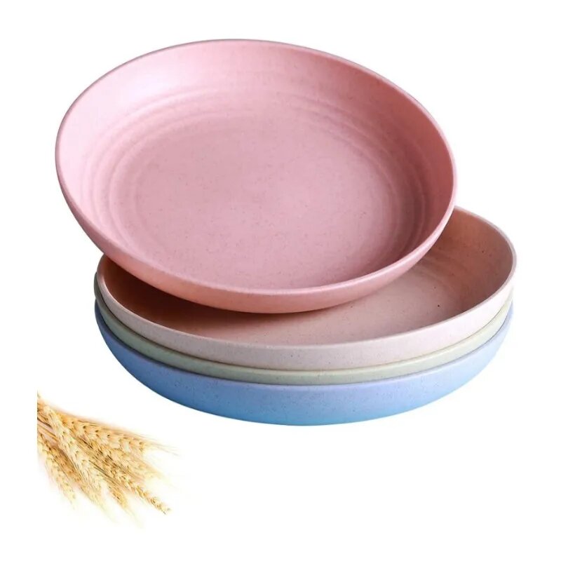 Детская тарелка Inyahome из пшеничной соломы Темно-синий, 28cm 4pcs, 28cm navy