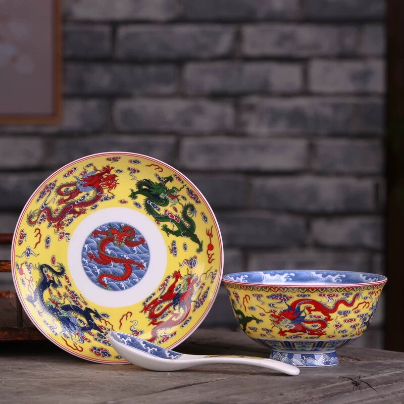 Керамическая чаша из Цзиндэчжэня, высокая чаша на ножке для еды, предотвращающая ожоги, для риса, в китайском стиле,