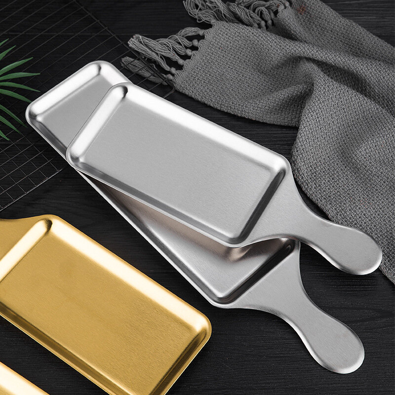 Креативная корейская нержавеющая сталь прямоугольная тарелка закусочная тарелка Западная тарелка стейк тарелка золотой