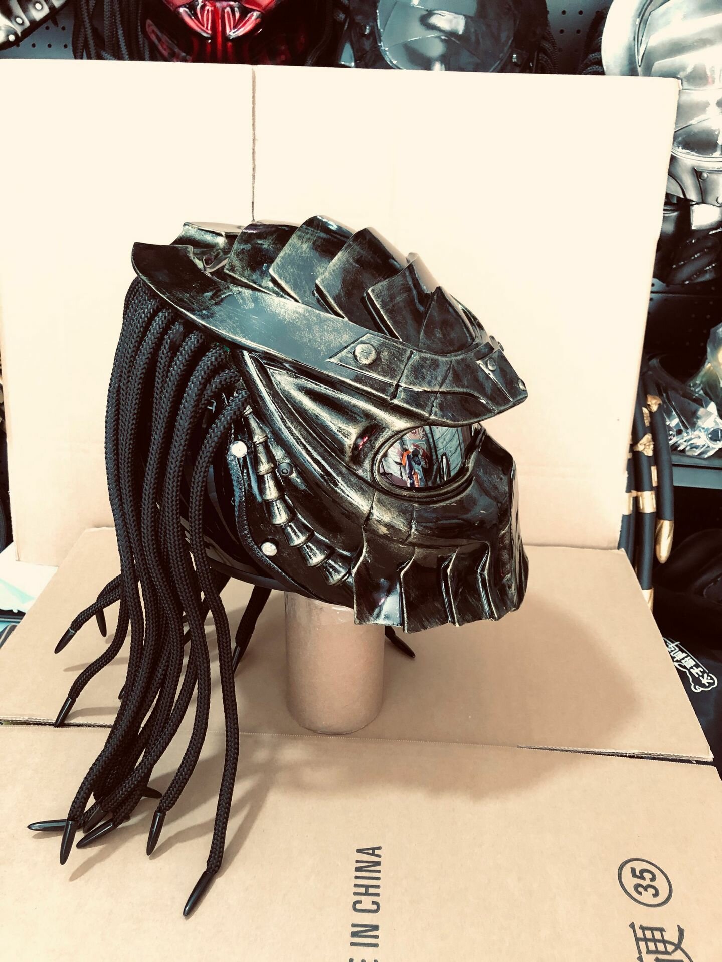 Модный мотоциклетный шлем с полной защитой лица Iron Warrior Predator Alien Harley, сертификация DOT ECE