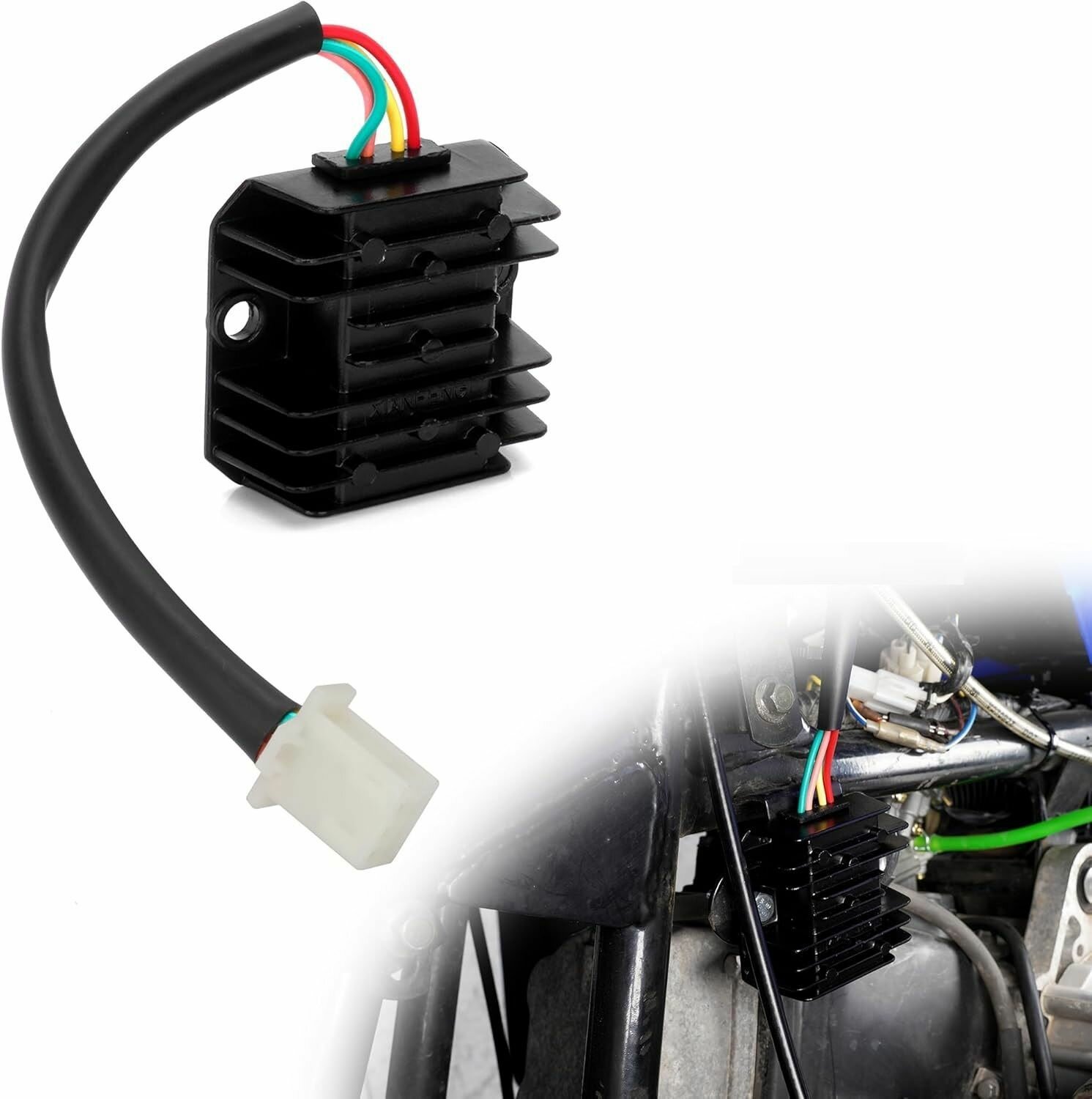 Реле заряда для мотоцикла, скутера, мопеда 12V 4 контакта.