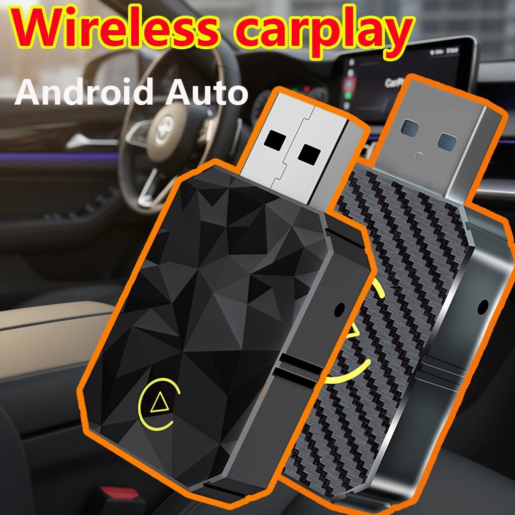 Беспроводной адаптер CarPlay и Android Auto 2-в-1, устройство для подключения CarPlay и Android Auto Q1M Diamond Texture