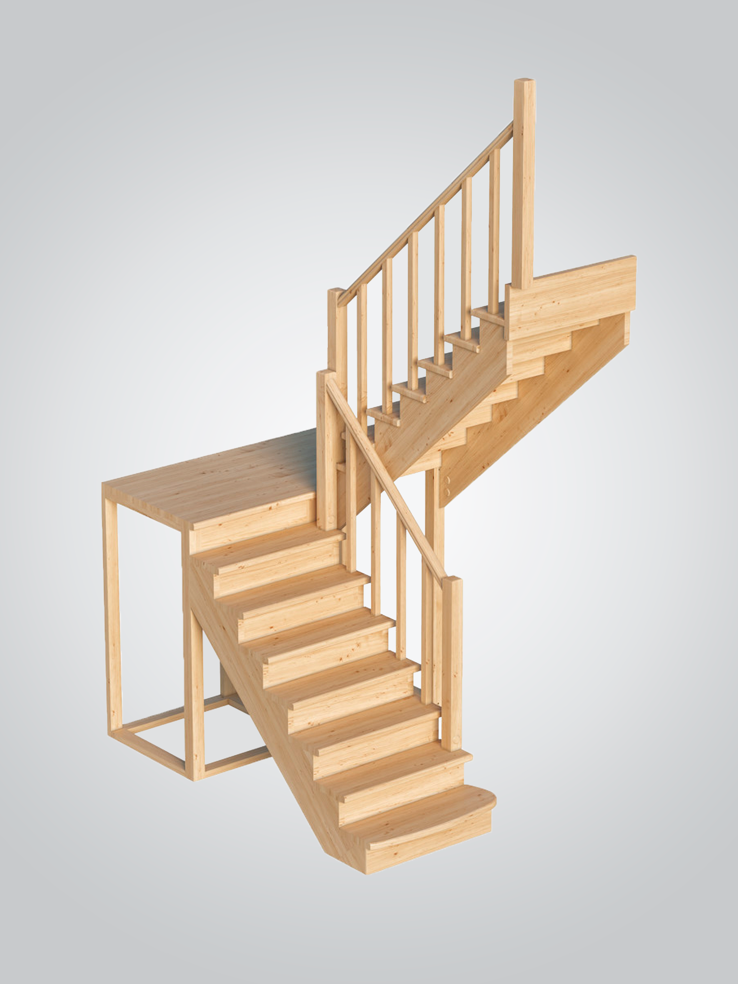 Лестница на второй этаж К-004м/1 Правая с подступенками