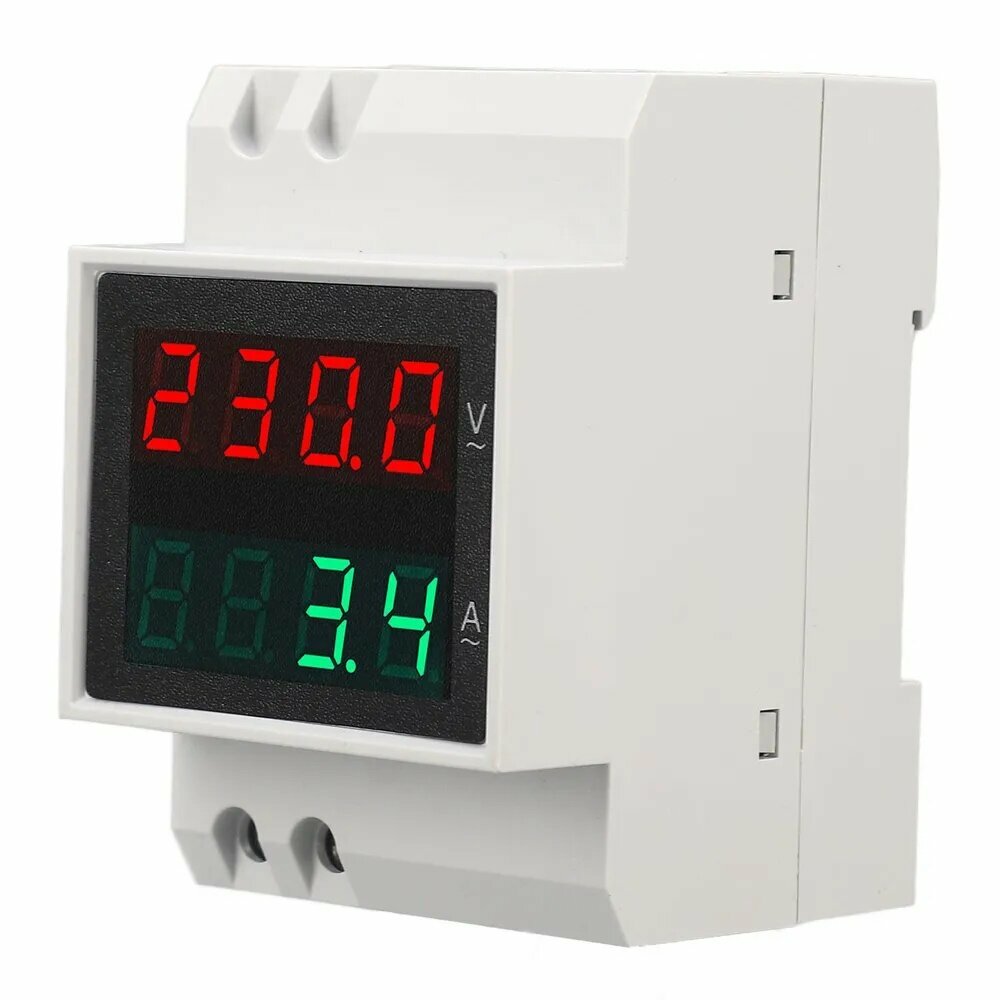 Вольтметр амперметр SDM003-F 4-разрядный реечный AC80-300V 0.1-99.9A для домашнего использования с двойным дисплеем