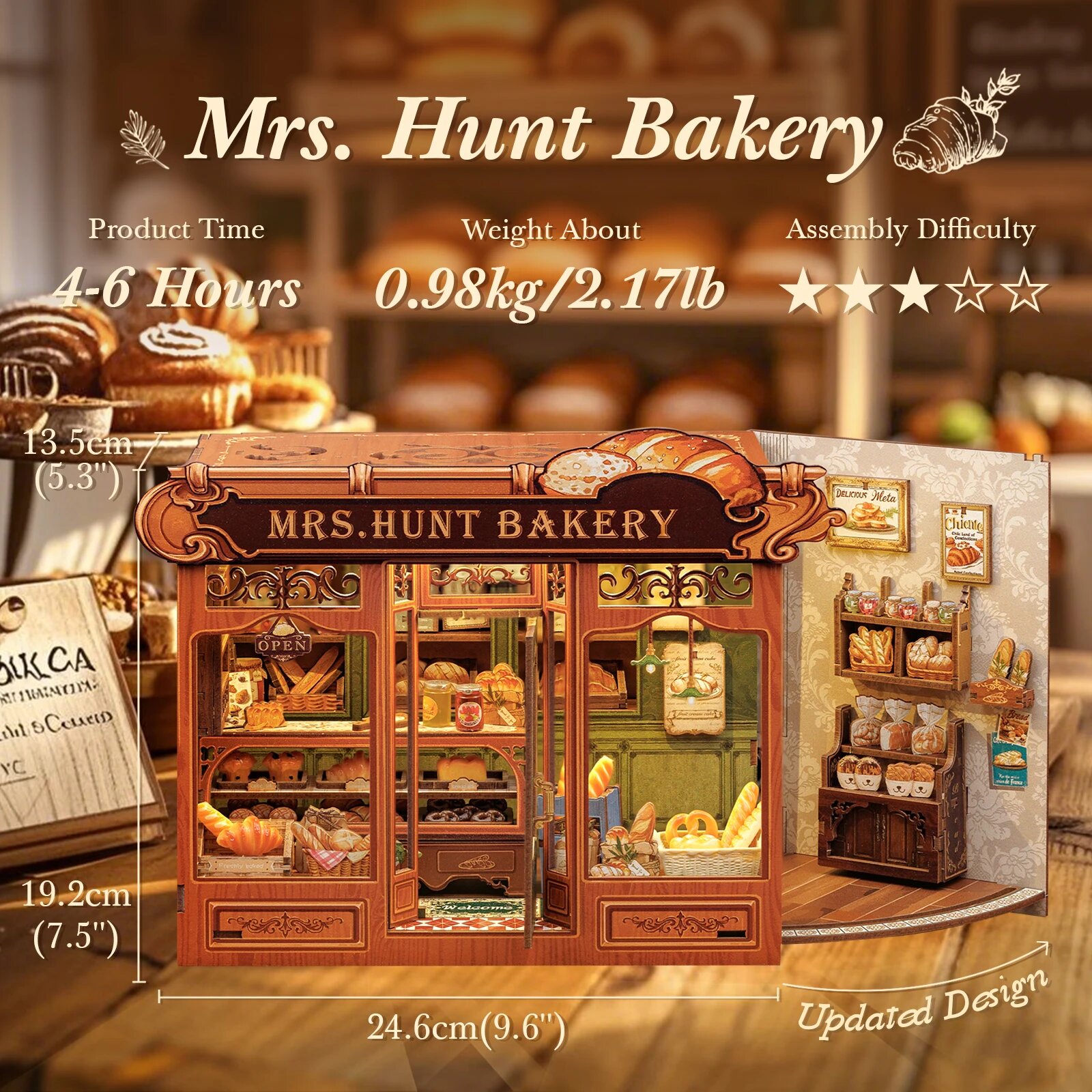 CUTEBEE Миниатюрный деревянный кукольный домик MRS HUNT BAKERY
