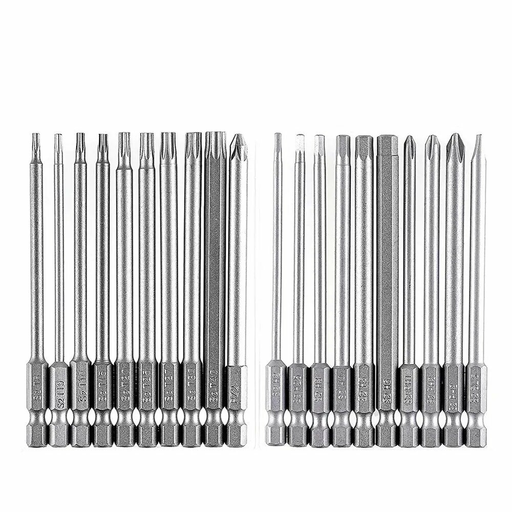 Набор длинных бит, набор магнитных бит, 20 шт. 100 мм, биты Torx T8-T40, шестигр