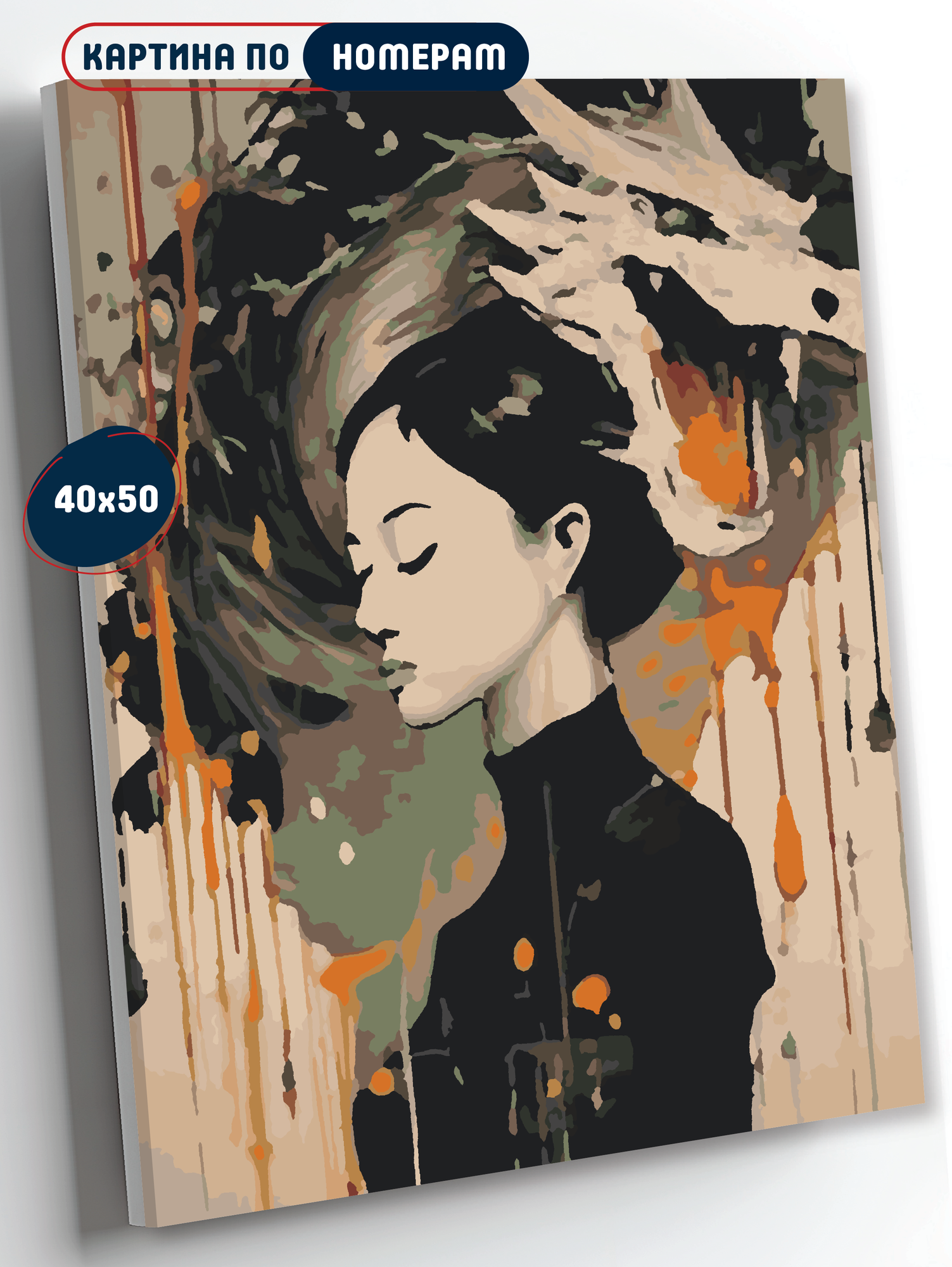 Картина по номерам "Девушка и дракон", Холст на подрамнике 40х50, набор для рисования