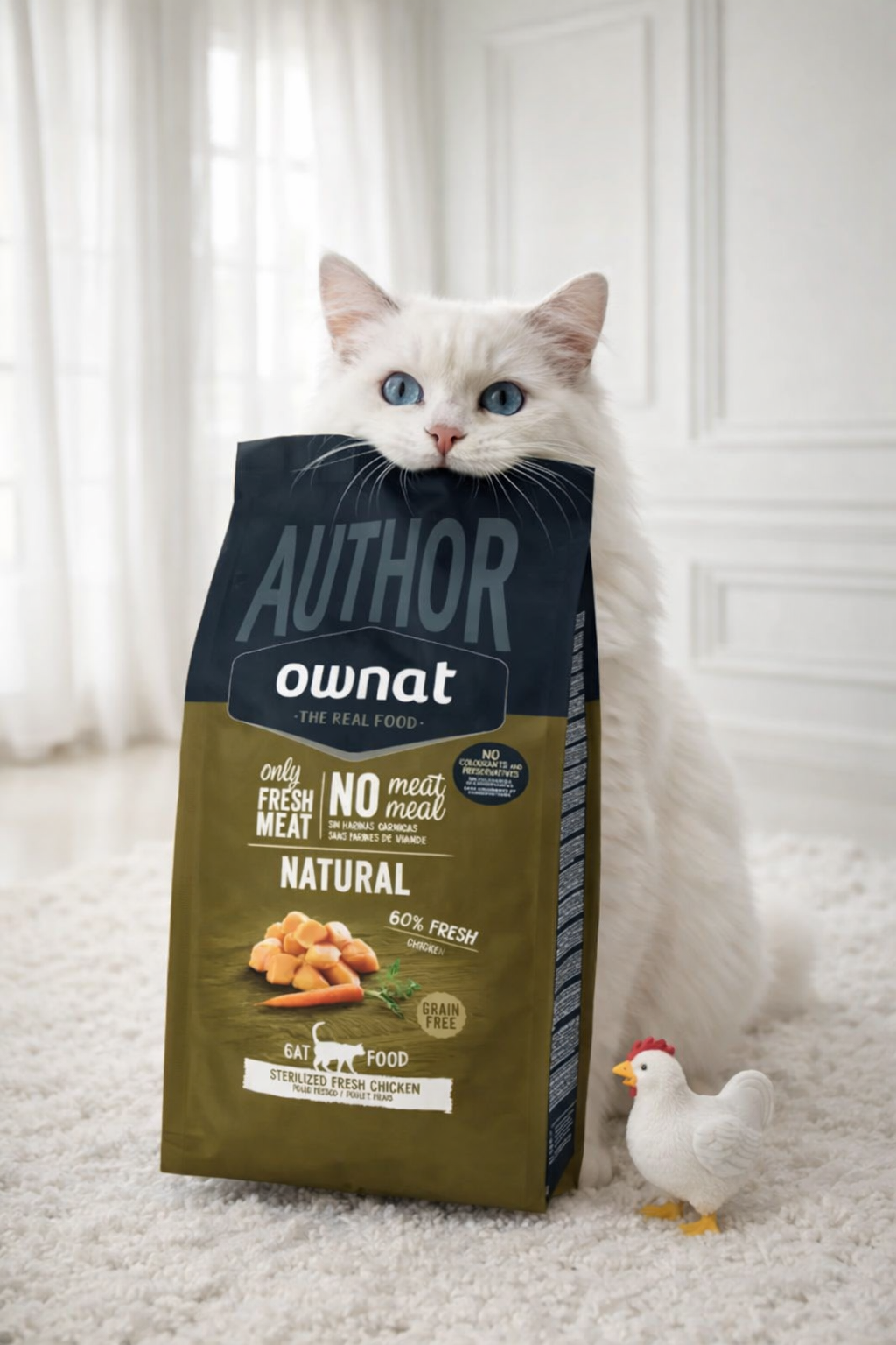 Ownat Author Сухой корм беззерновой для стерилизованных кошек, со свежим мясом курицы, 1,5 кг