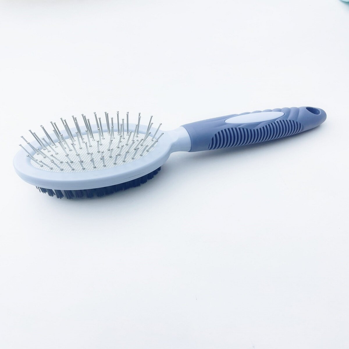 PET STAR Расческа-щетка двойная массажная щетина S, 5.5*21.2см, цвет синий