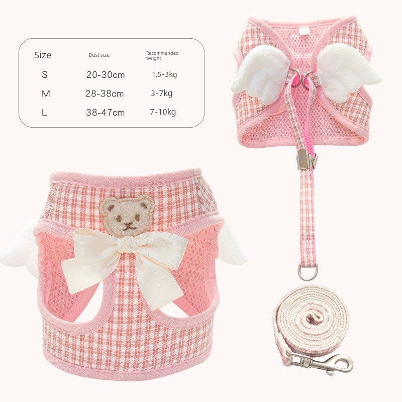 Поводок-шлейка для собак «Крылья ангела» с защитой от побега, для прогулок с маленькими и средними собаками и кошками