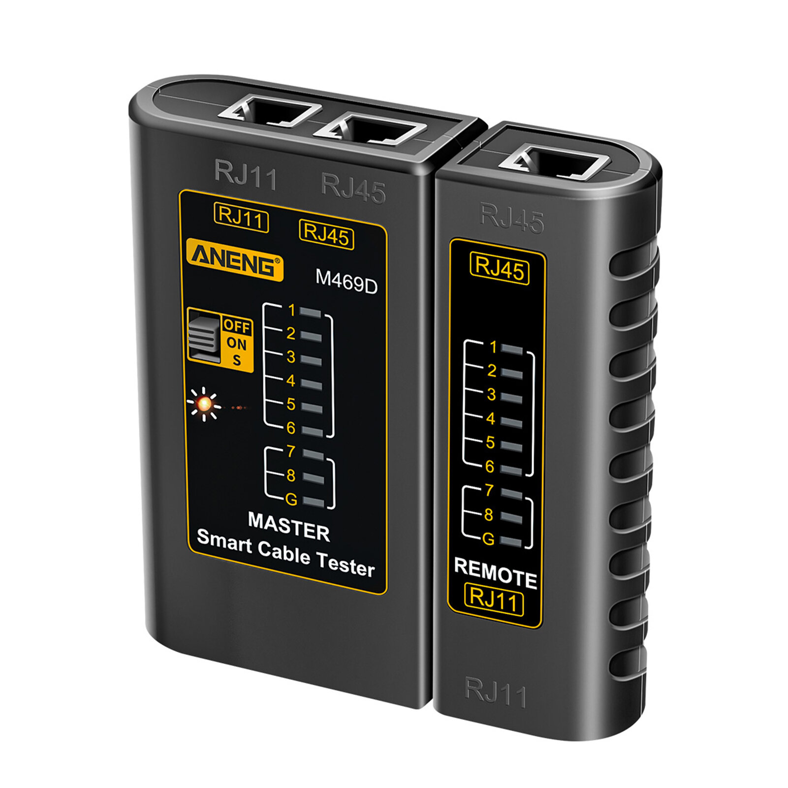 ANENG M469D Тестер сетевого кабеля с индикатором LED для линий RJ11 и RJ45, проверка соединения/экранированного кабеля/удаленного тестирования