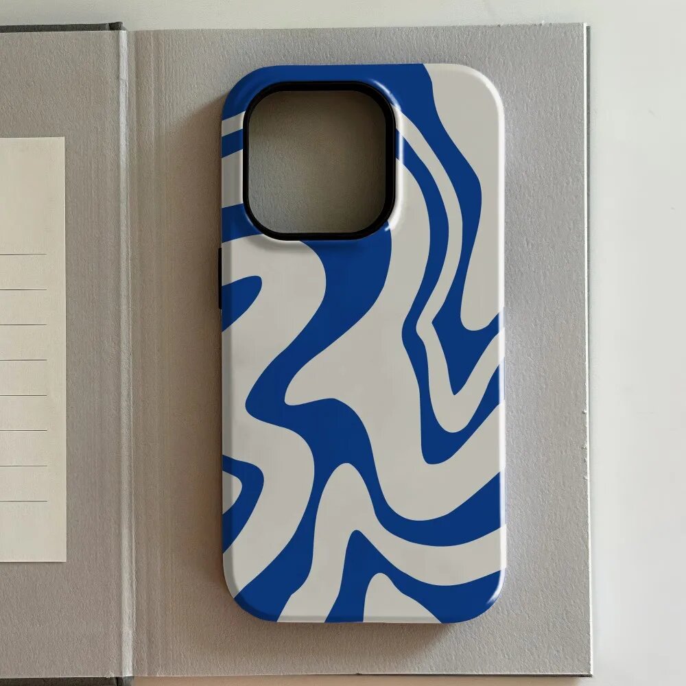 Синий чехол для iPhone 13 ProMax с абстрактным рисунком