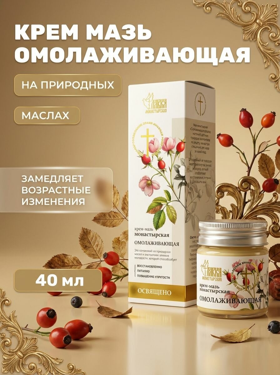 Крем мазь для лица омолаживающая с шиповником и грязью Тамбуканского озера восстановление и питание, 40 мл