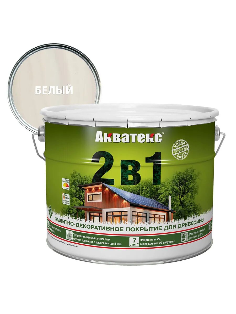 Защ-декорат покрытие для дерева, полуматовое, 9 л, белое