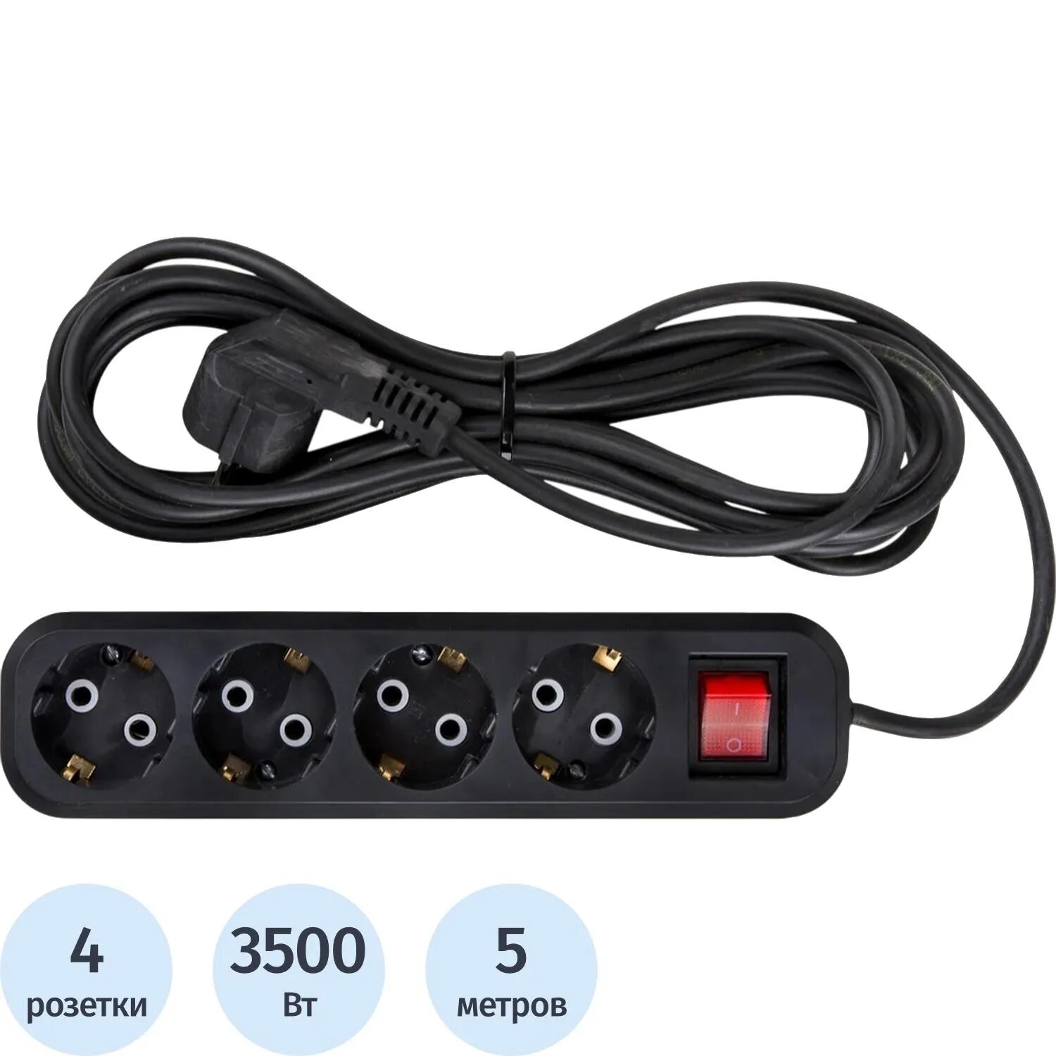 Удлинитель Атлант ПВС 3500Вт 4р/5м с выключателем(80023)
