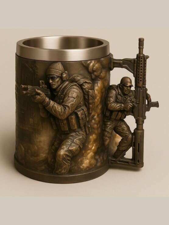 Необычная кружка 300ml Смола + нержавеющая сталь,"воин"