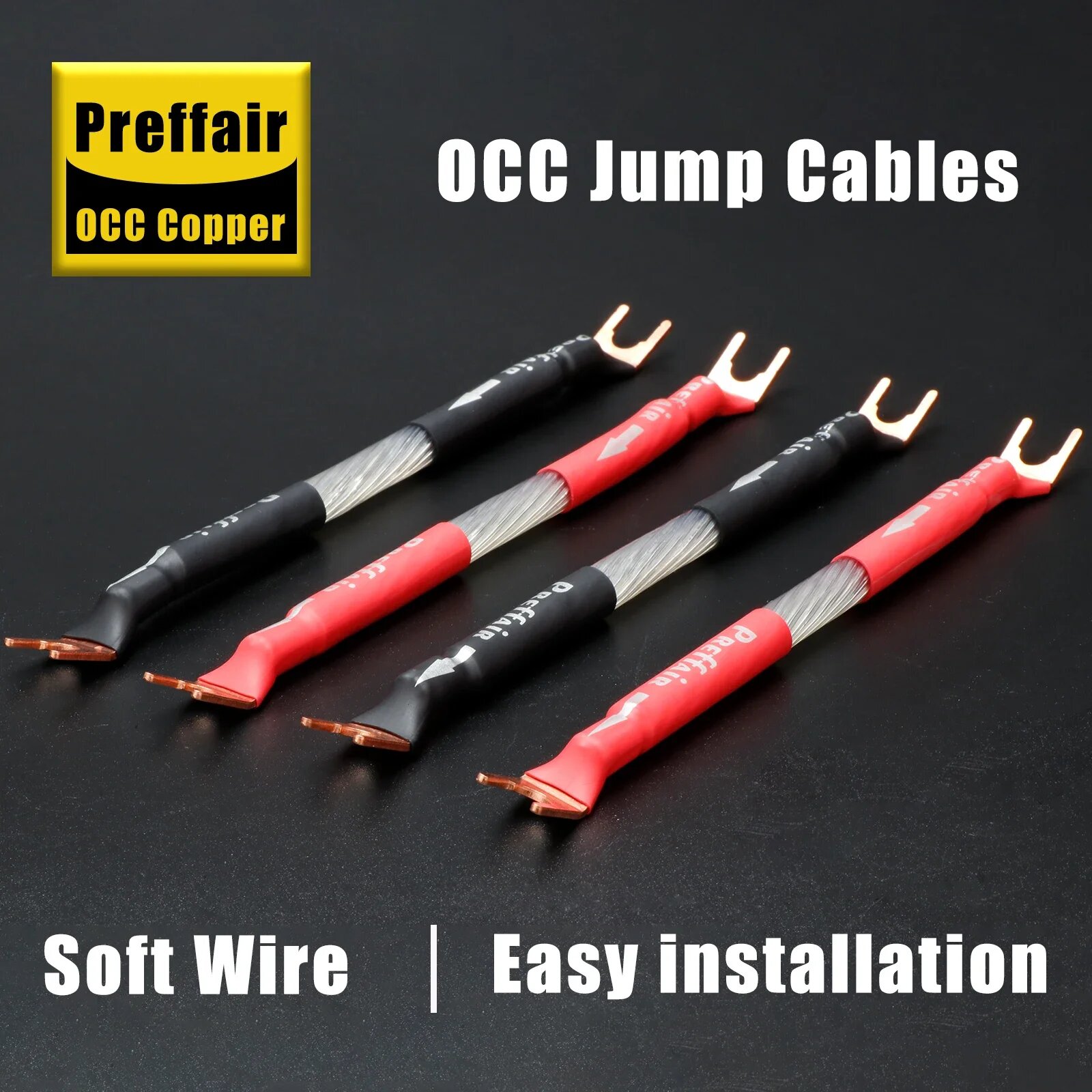 Preffair OCC медный кабель Banana Y, 15см, Y Spade to Y Spade
