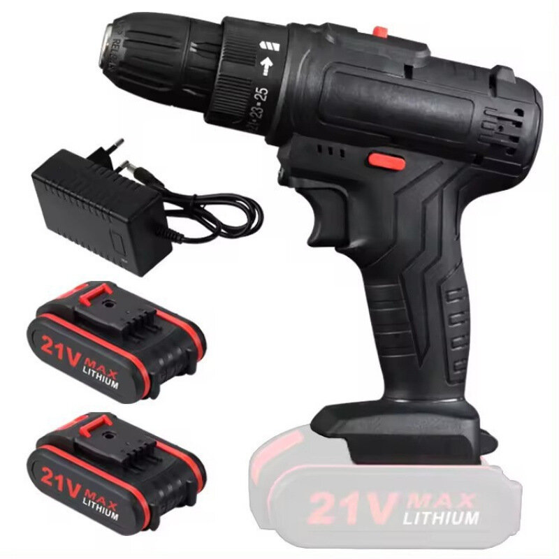 21V Черная Земля Двухскоростная Беспроводная Дрель Ручная Электрическая Дрель Электрический Шуруповерт Маленькая Пистолетная Дрель