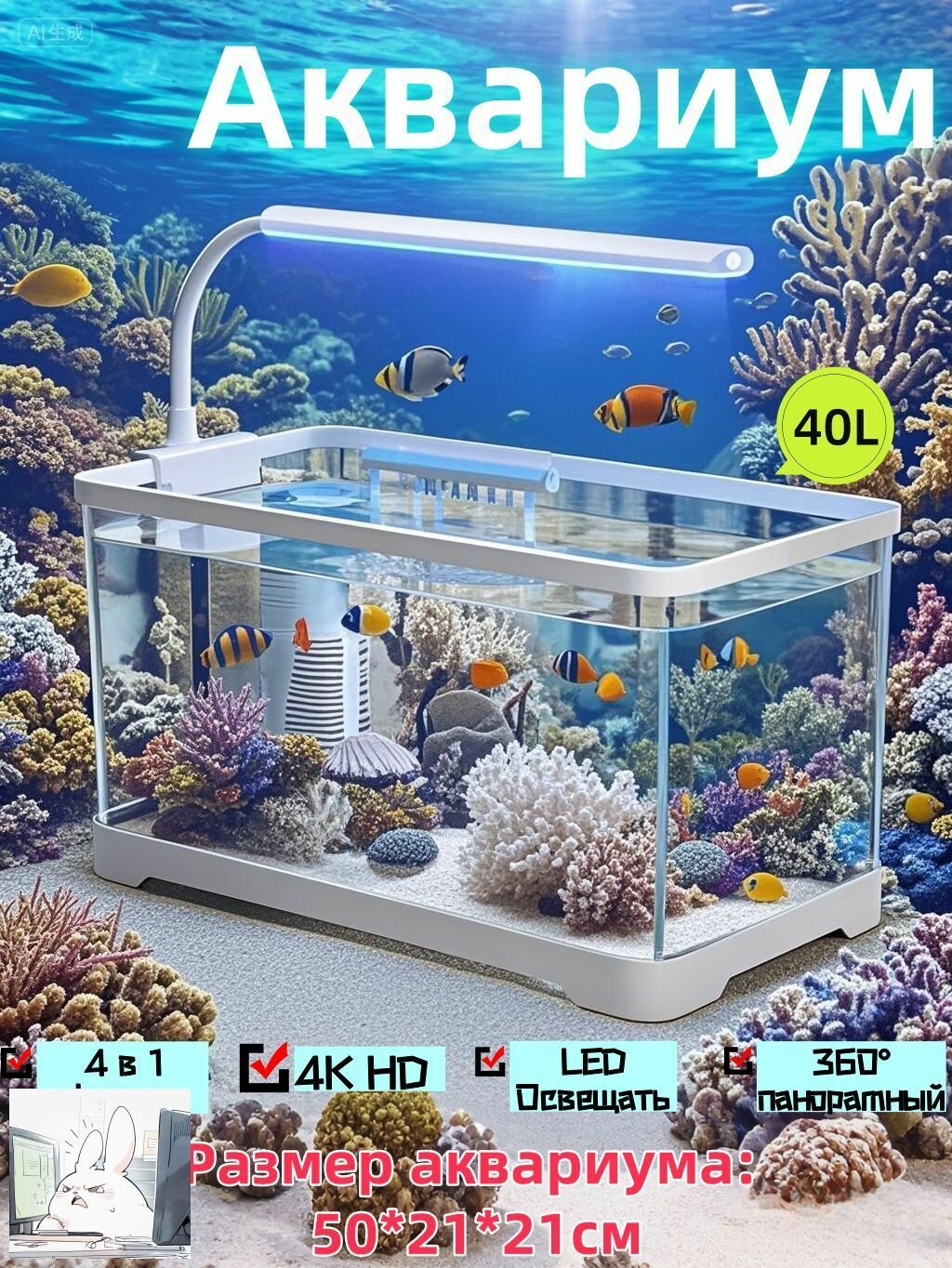 Аквариум панорамный 40 л