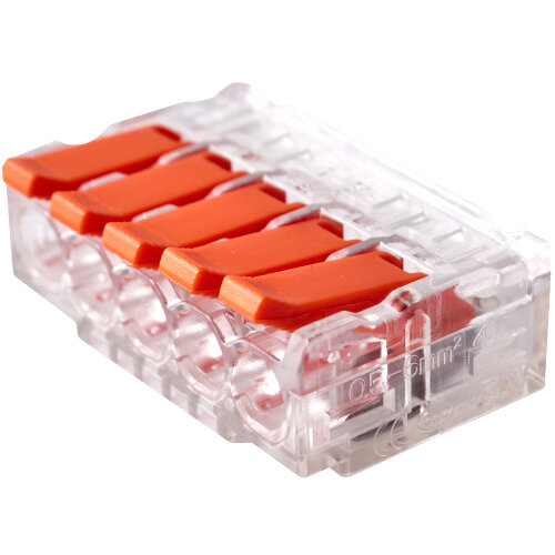 Клемма соединительная Electrodeel 5-контактная, сечение 0.5-6.0 мм2, ток 41 А, напряжение 450 В, упаковка 6 шт