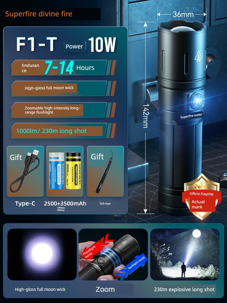 Фонарь Shenhuo F1: мощный, портативный, ультраяркий, дальнобойный, компактный, миниатюрный, для дома, походов, прочный