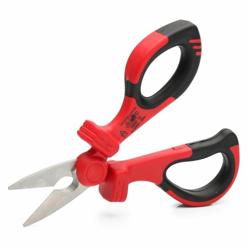 Ножницы по металлу КВТ диэлектрические, с изолированными рукоятками, профильные, для резки проводов