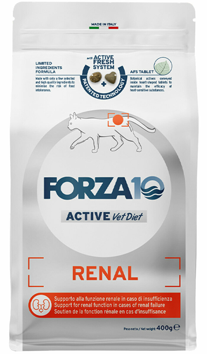 Корм сухой Forza10 Cat Active Vet Diet Renal для взрослых кошек при хронической почечной недостаточности, 0,4 кг