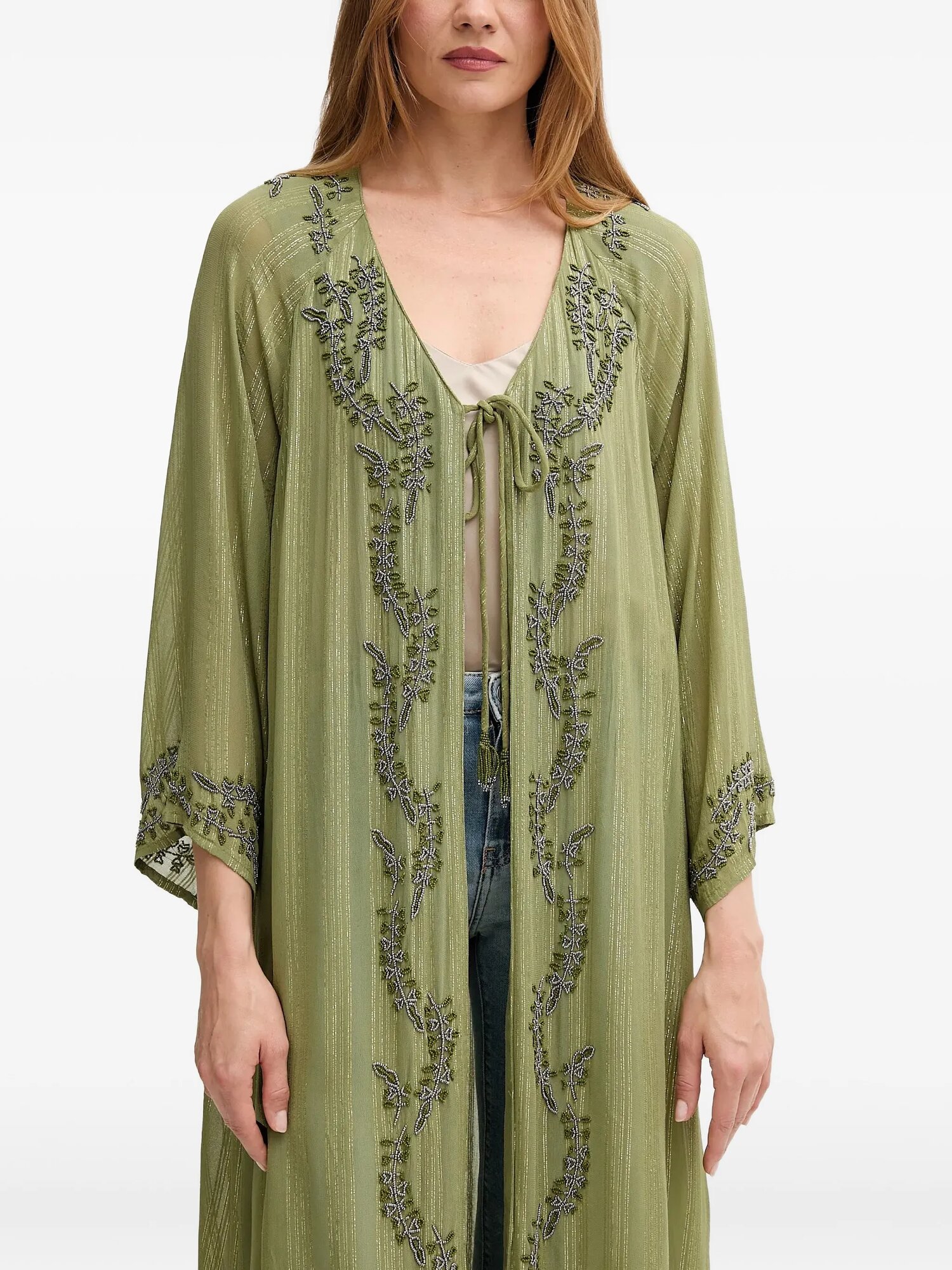 Топ HOSS Beaded long-sleeve top, размер XS-S, green — фото 1